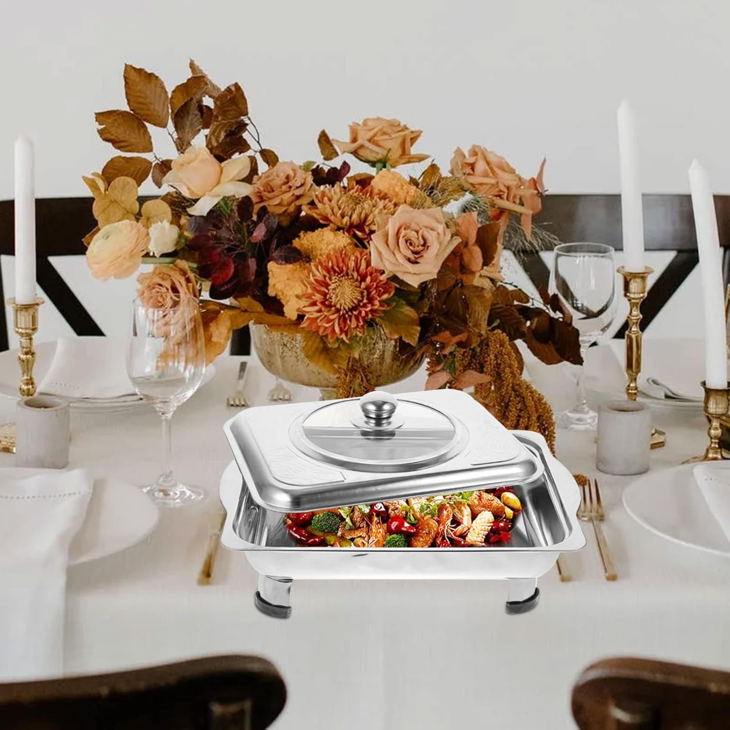 Cabilock Plato de cocción de acero inoxidable, juego de bufé, bandejas ...