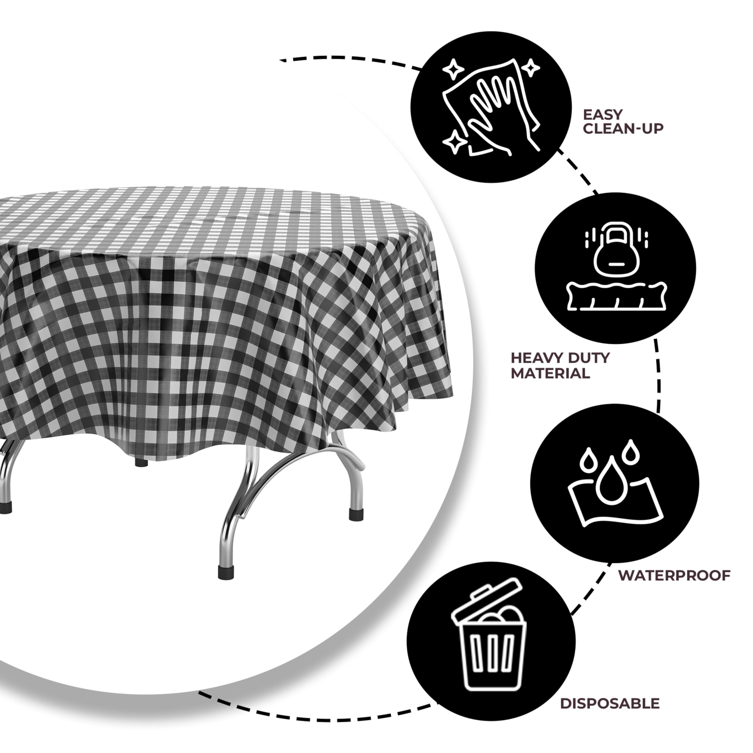 Snapklik Picnic Table Cover 12 Pack Premium Round Plastic