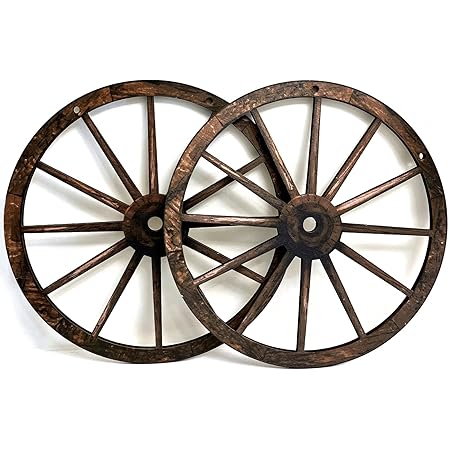 Qunclay 2 Pcs 12 Inch Wagon Wheel Decor Wooden Western Cowboy Party ...