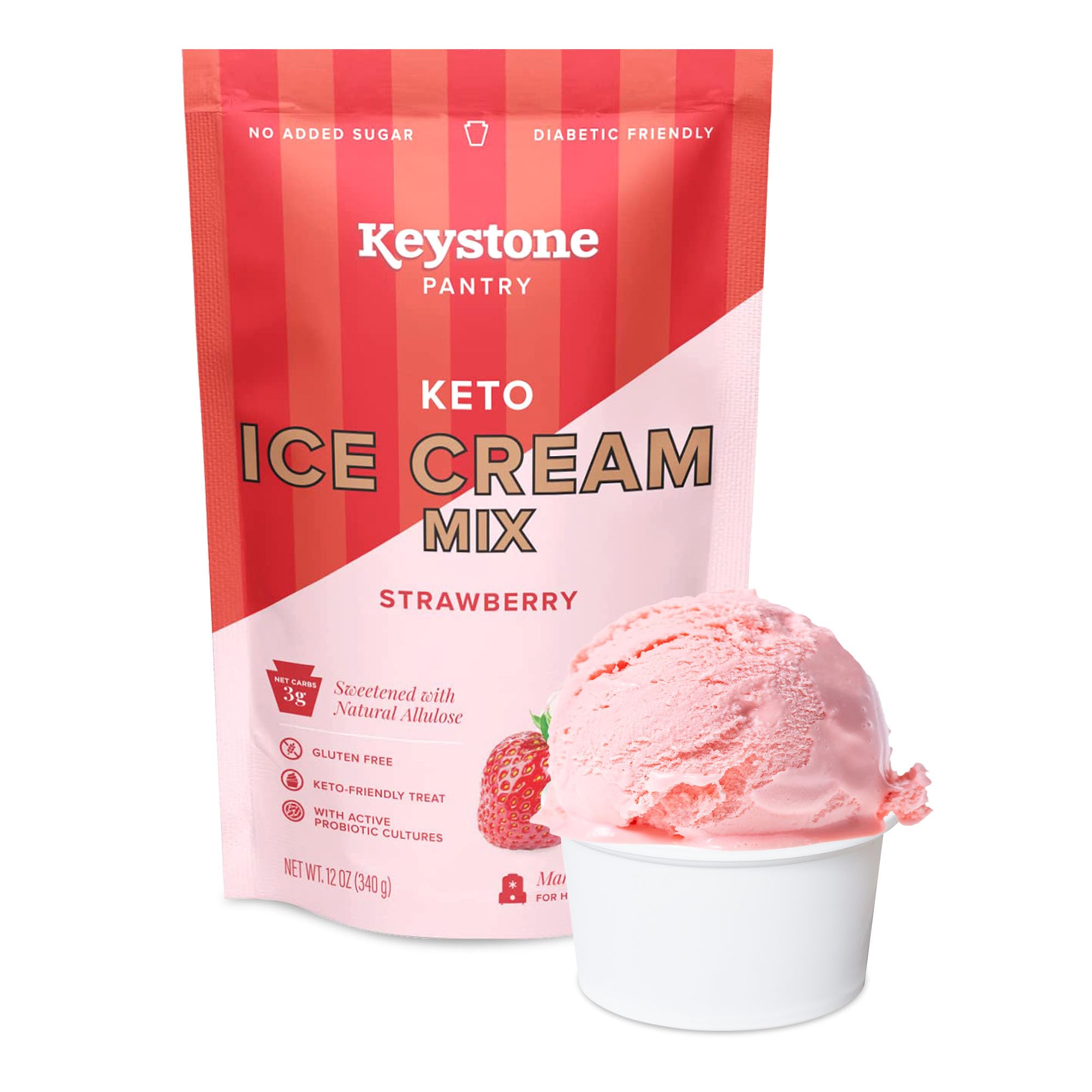 Amazon.com: Keystone Pantry – Keto Ice Cream Mix – Strawberry – 3g Net ...