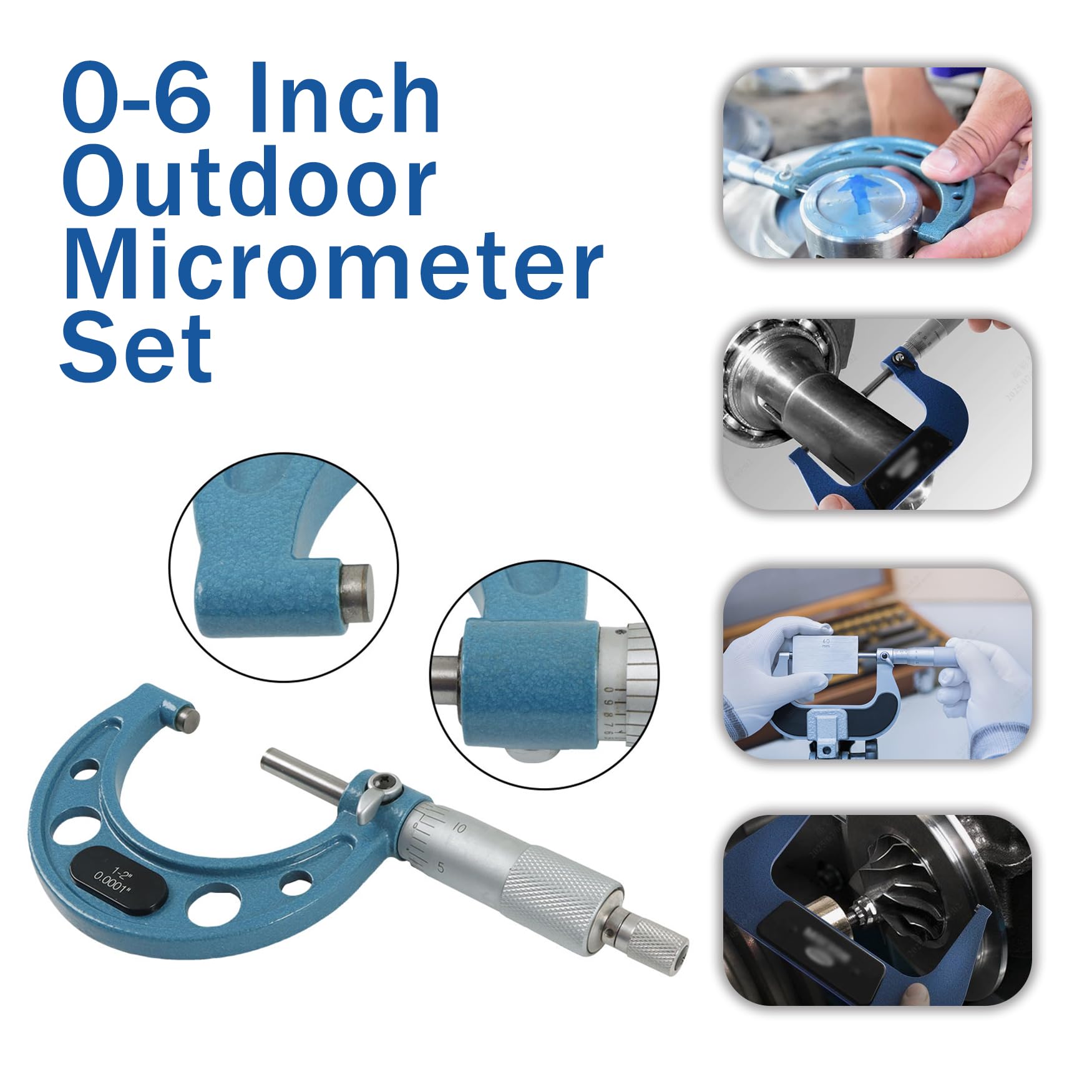 Snapklik.com : 6 Pcs 0-6" Outside Micrometer 0.0001" Carbide Standards ...