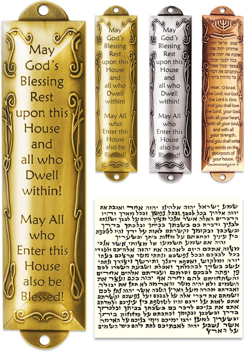 Garybank Set of 3 Mezuzahs - Mezuzah with Scroll for Door, Jewish ...