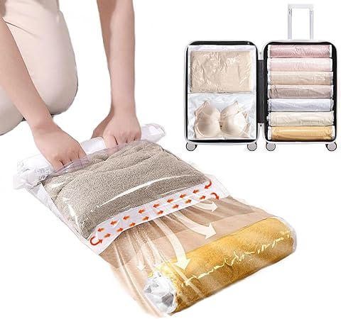 10 Vacuum Storage Bags, Hand Rolled Compression Storage Bags, Travel ...