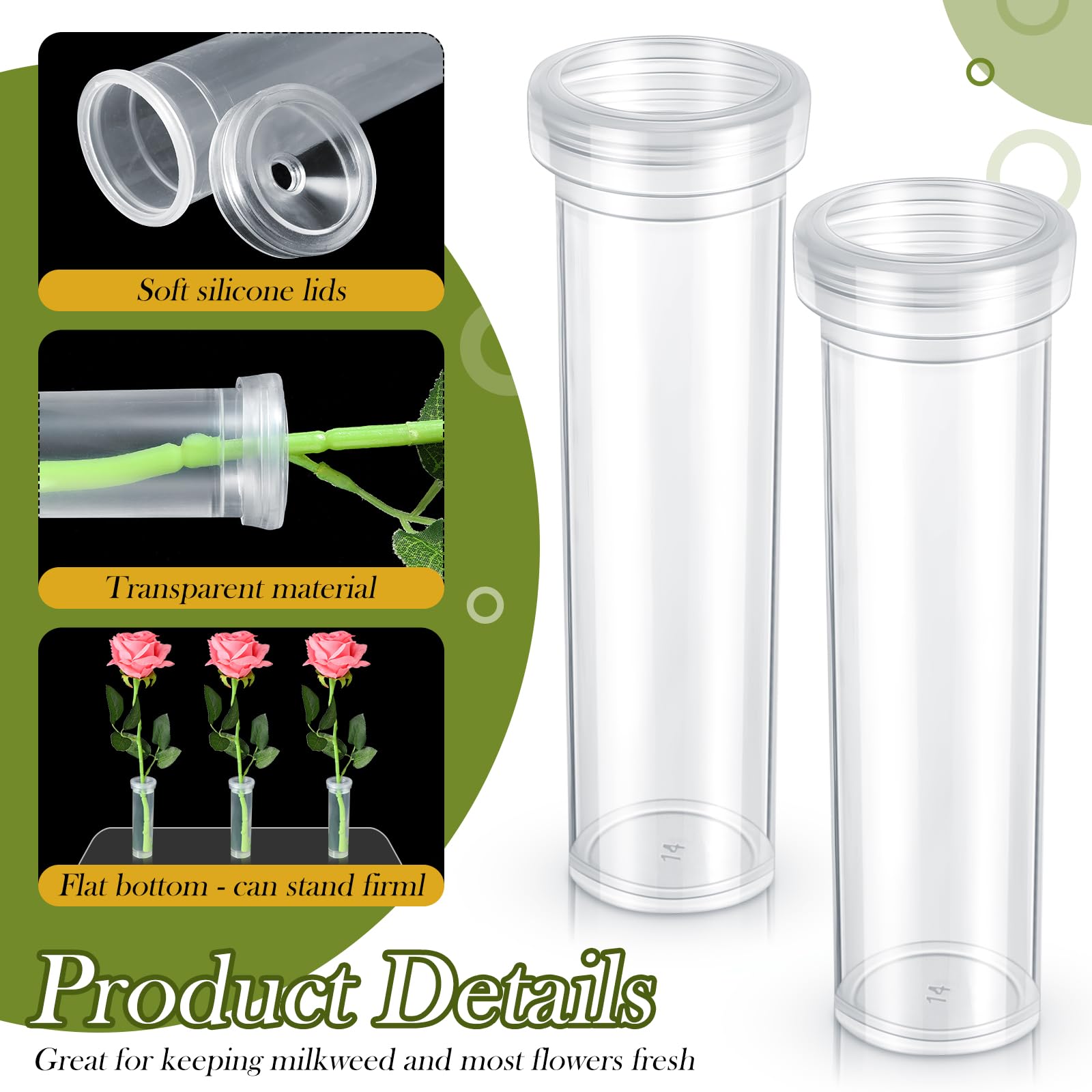 Snapklik.com : 50 Pcs 60ml 4.33 Inch Floral Tubes For Milkweed Large ...