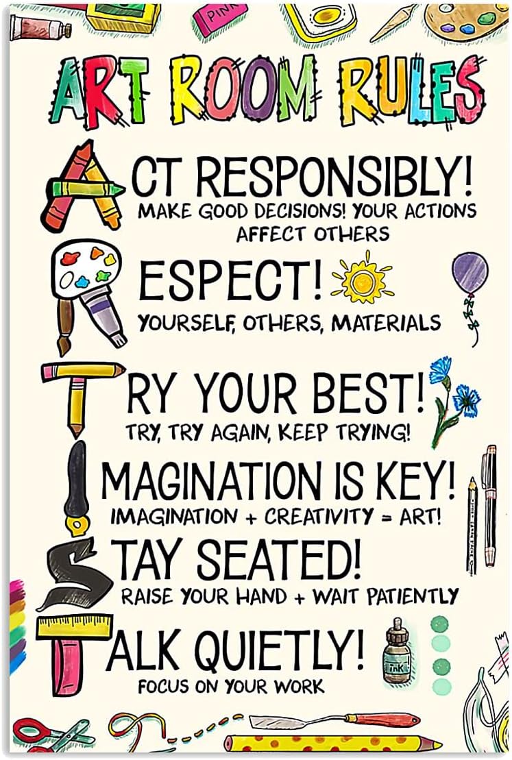 Amazon.com: Art Room Rules Metal Tin Signs Artist Entertainment Art ...