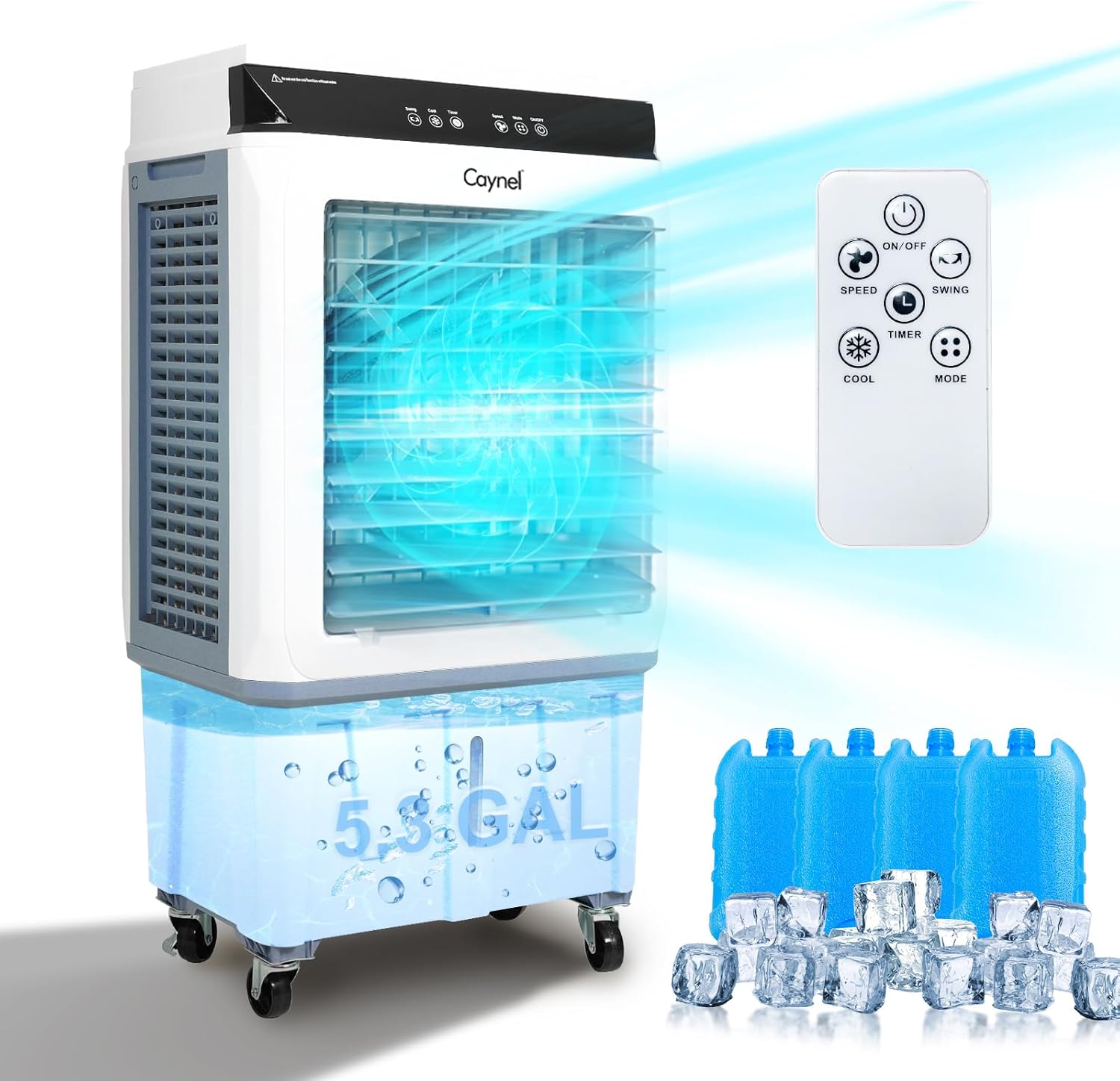 Amazon.com: CAYNEL Evaporative Swamp Cooler with 5.3 Gallon Water Tank ...