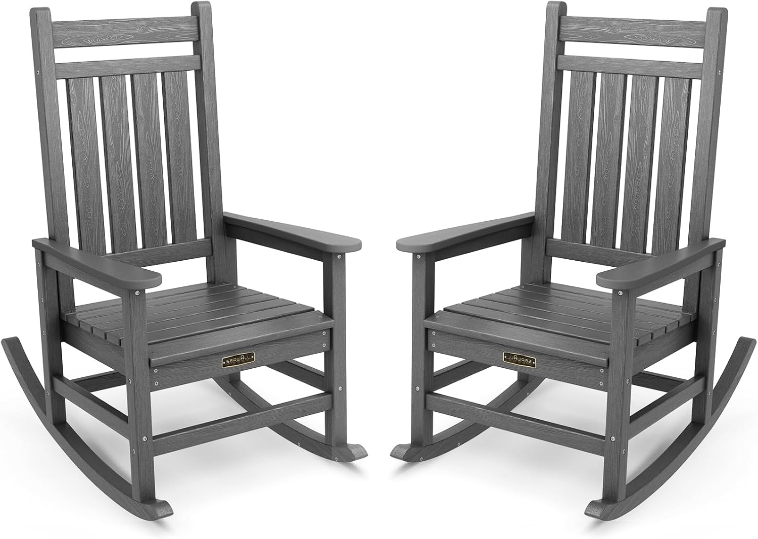 Amazon.com: SERWALL Outdoor Rocking Chair Set of 2, HDPE Rocking Chairs ...