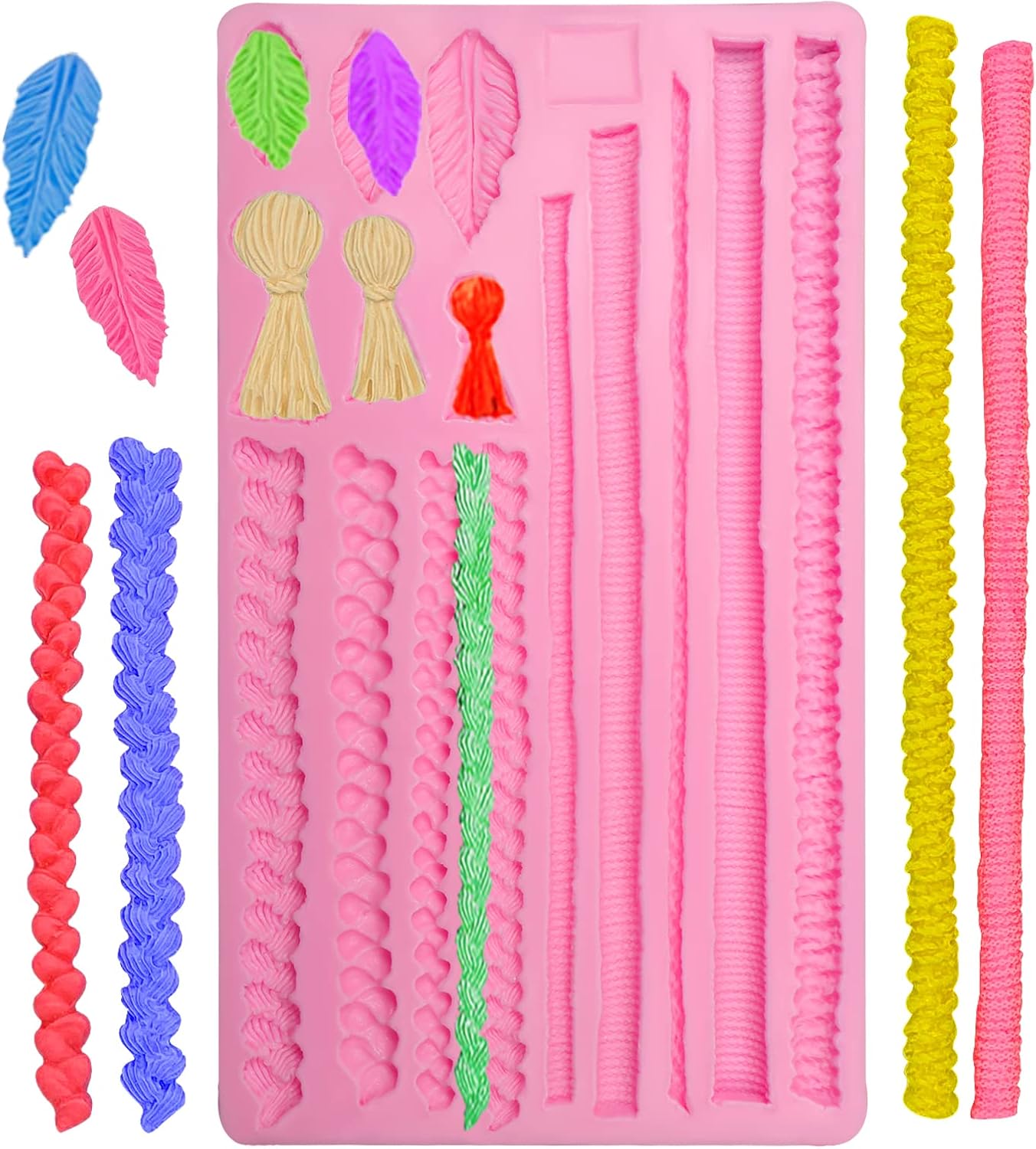 Amazon.com: Hemp Rope Fondant Silicone Mold, Tassel Knitting Macrame ...