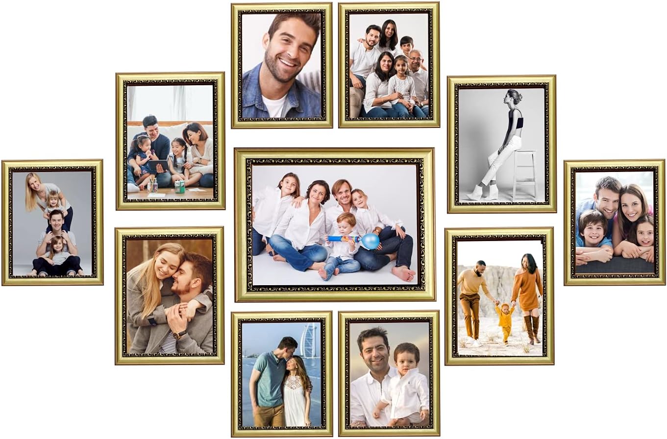 KDM HOME DECOR Collage Photo Frame set of 7 Natural Wood Color flexible ...