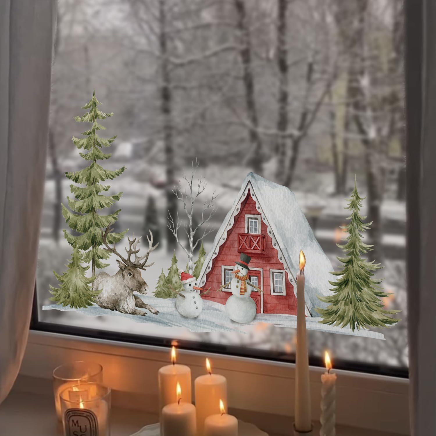 funlife Double-Sided Window Sticker, Non-Adhesive Christmas Windows ...