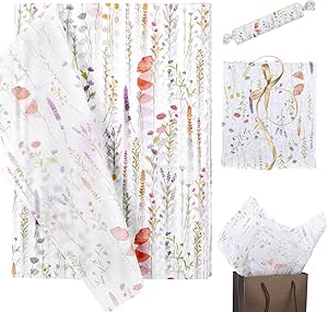Amazon.com: 100 Sheets Lavender Tissue Paper, Floral Tissue Paper for ...
