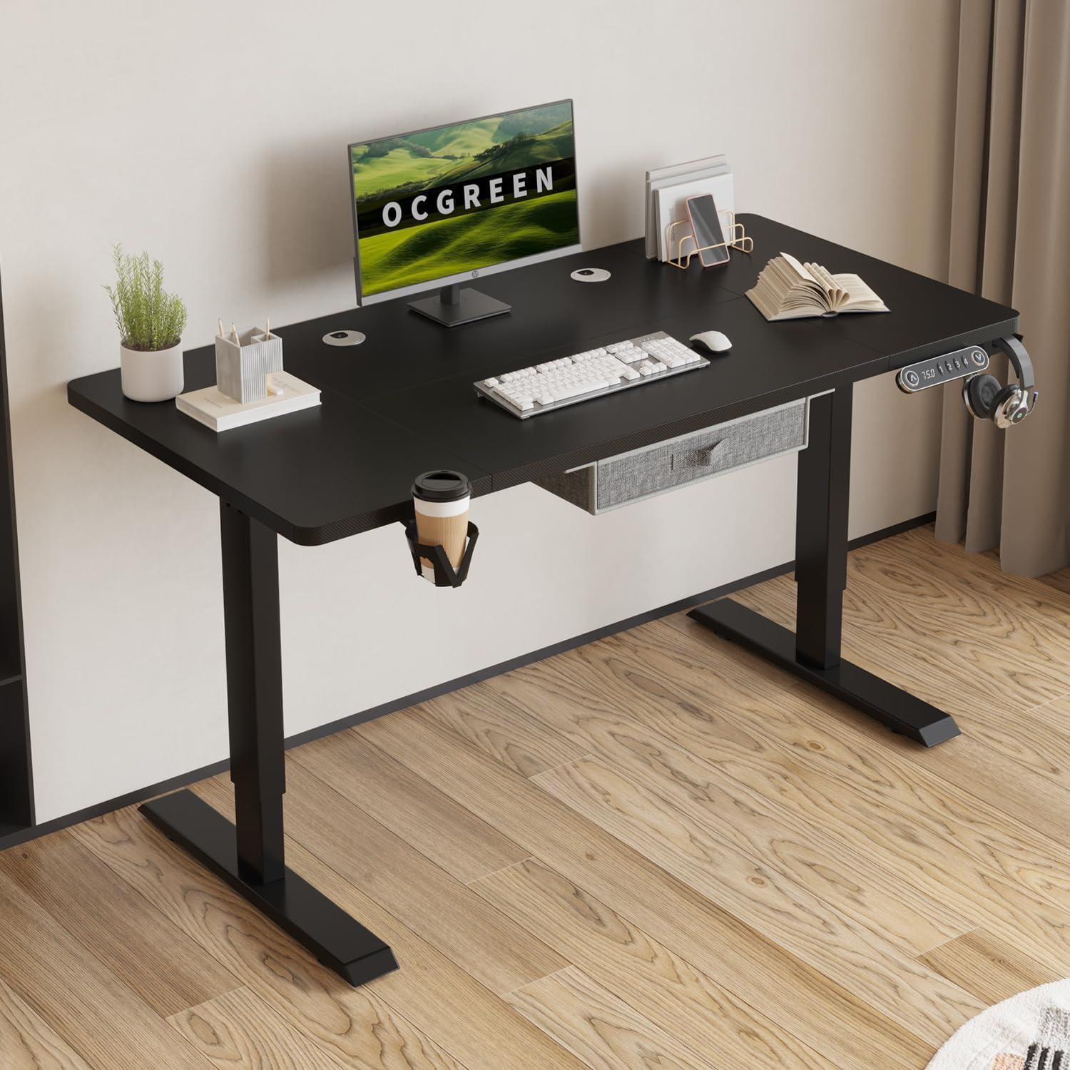 OCGREEN Electric Height-Adjustable Standing Desk, Splice Board, Home ...