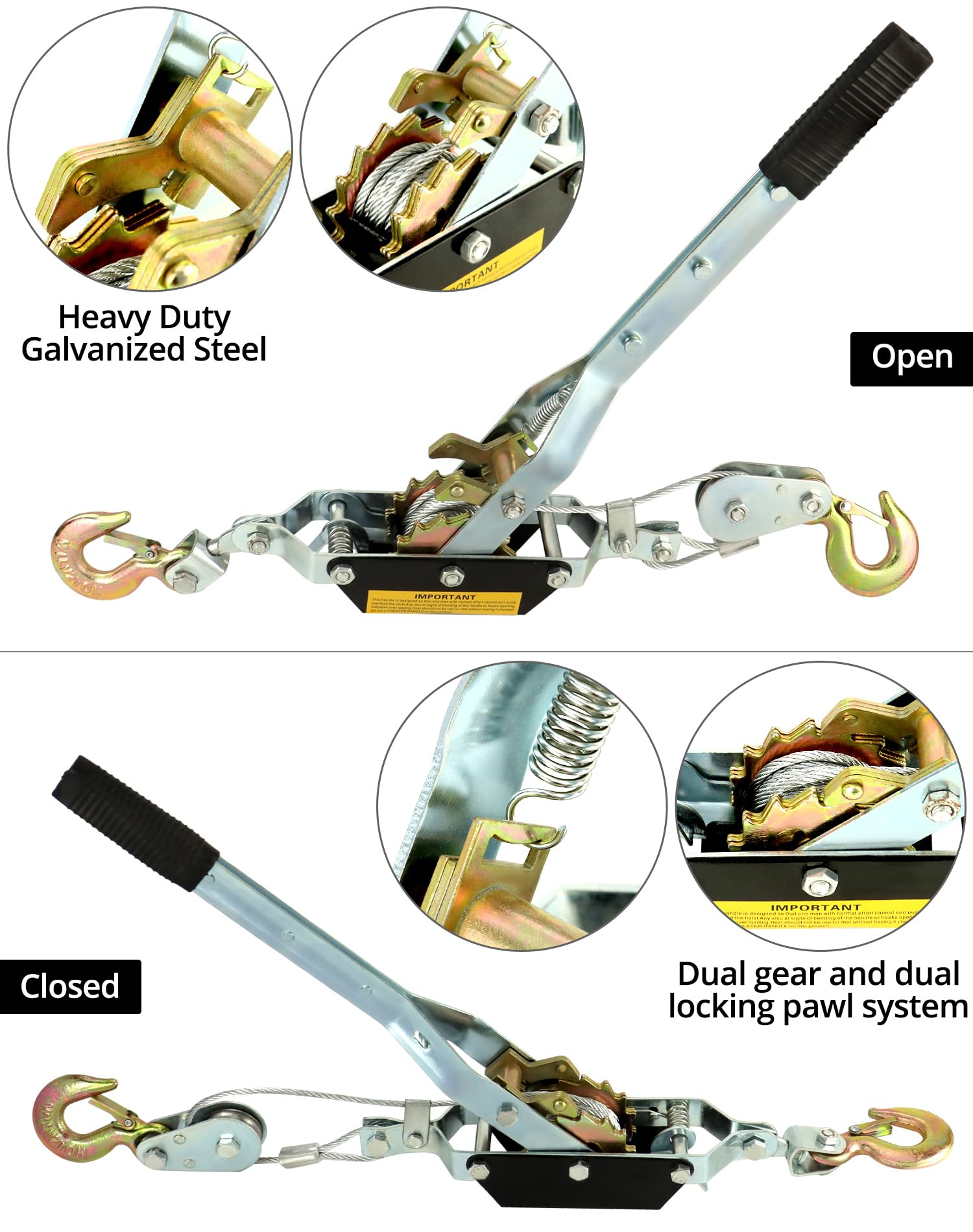 Snapklik.com : QWORK 2 Ton Dual Gear Power Puller, Automotive Hoist ...