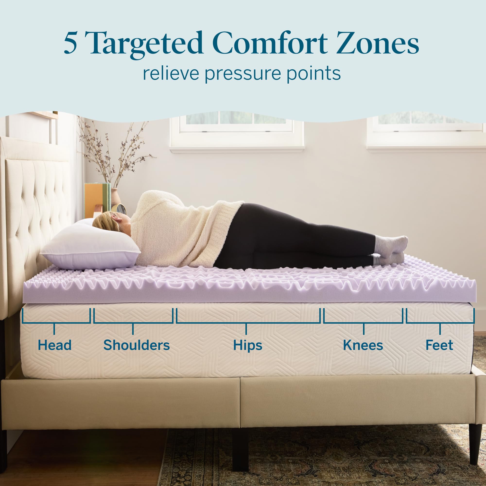 Snapklik.com : LUCID Lavender Infused 3 Inch Memory Foam Mattress Topper