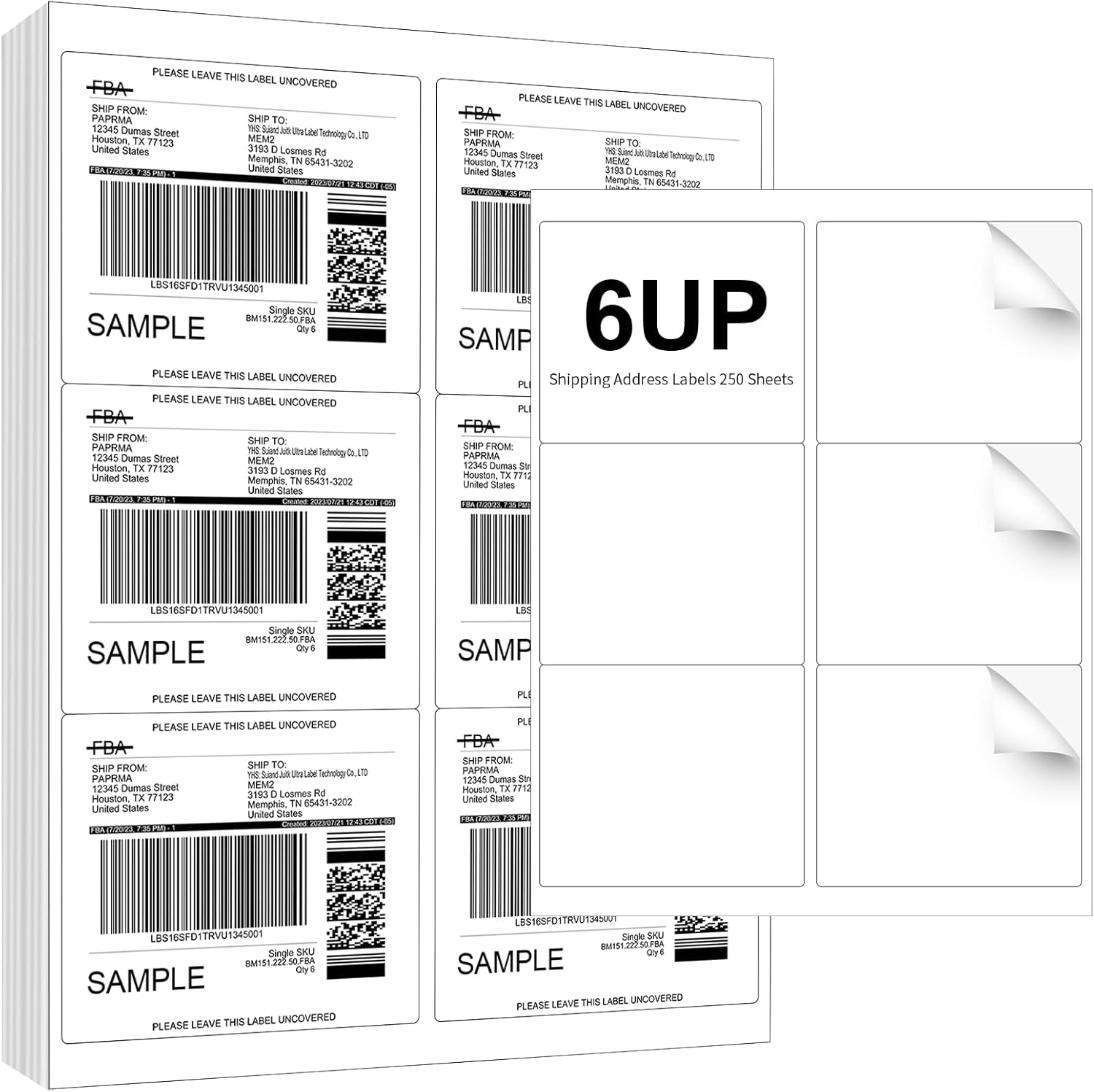 Amazon.com : PAPRMA 3-1/3" x 4" Shipping Address Label 250 Sheets ...