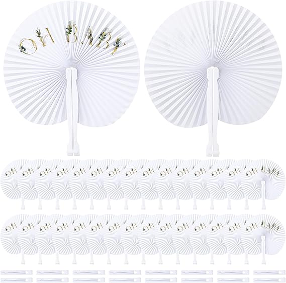 Amazon.com: Kathfly 50 Pack Baby Shower Folding Paper Fans Round Shaped ...