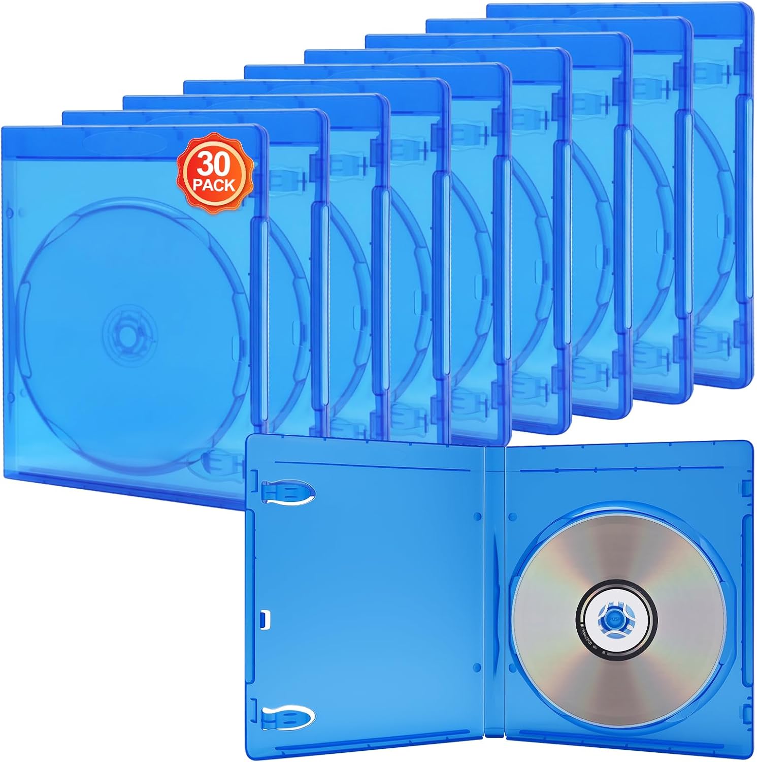 Amazon.com: 30 Pack Blue Blu-Ray Cases,1-Disc Blu-Ray Cases,DVD/CD Multi Holder Singe 12mm ...
