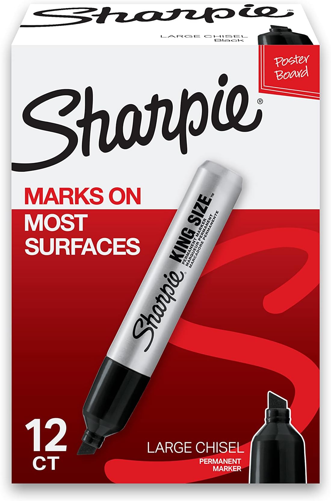 Sharpie 15001 KING SIZE Marker Permanent, Permanent Marker Chisel, 12 ...