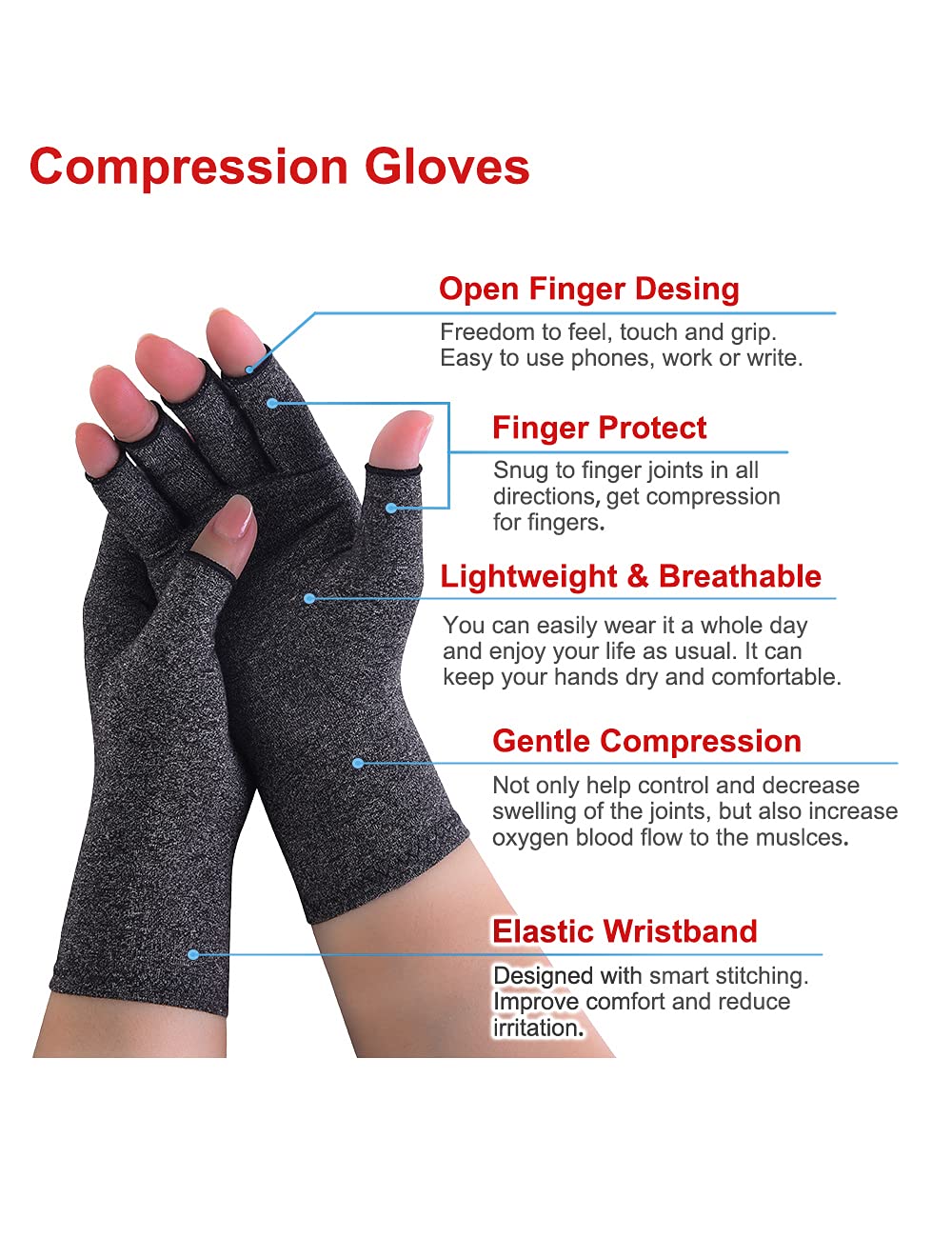 Snapklik.com : Donfri 2 Pairs Arthritis Compression Gloves For Women ...