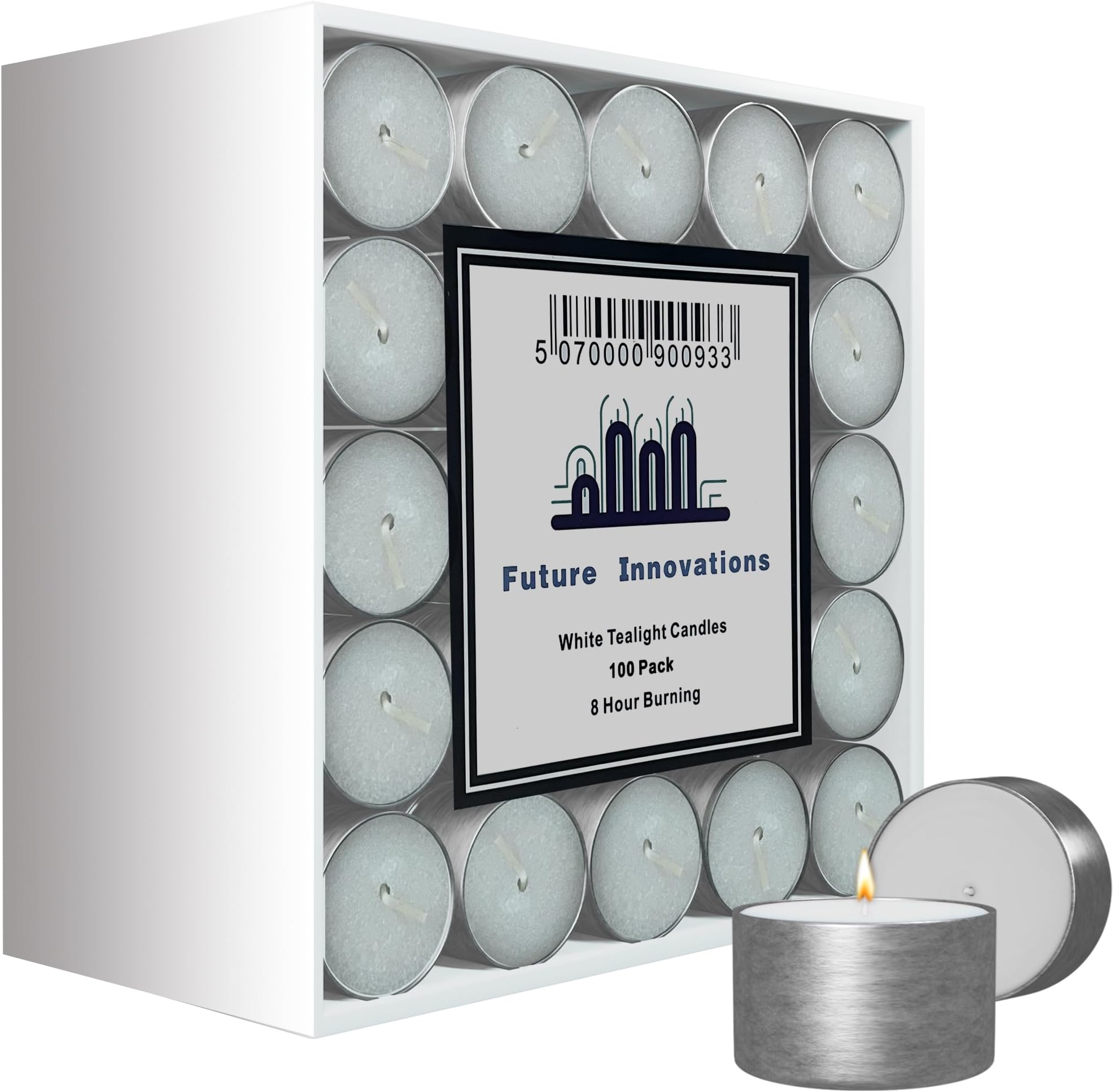 8 hour Tea lights Candles (100 Pack) - White Long Lasting Tea Lights ...