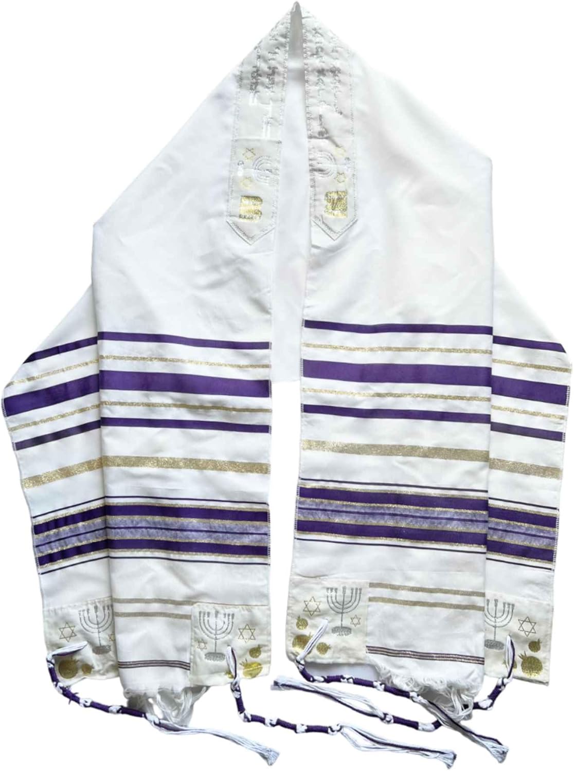 TerraSantaStore Jewish Tallit Prayer Shawl Scarf Purple, Silver & Gold ...
