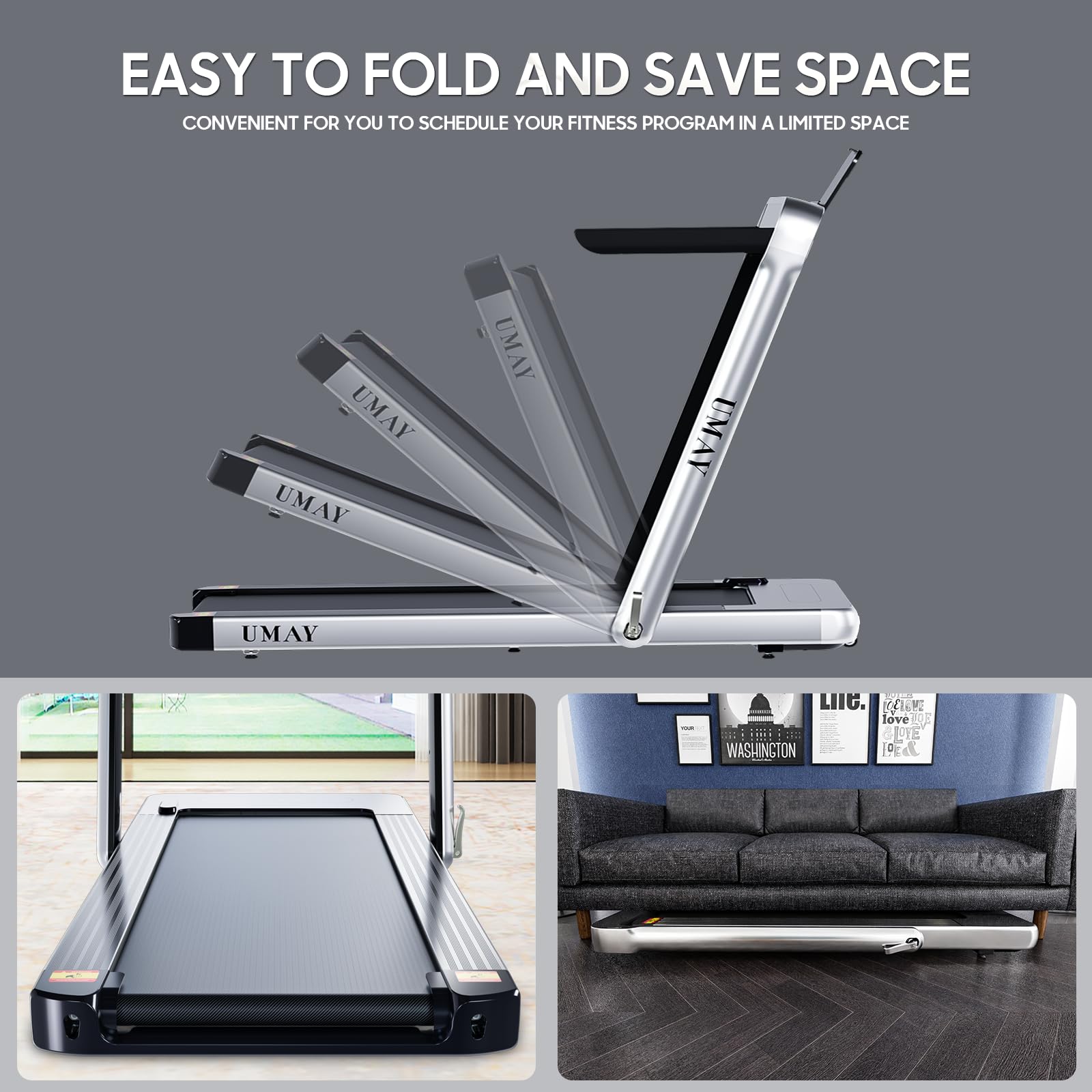 Snapklik.com : UMAY Foldable Treadmills For Home, 2 In 1 Walking Pad ...