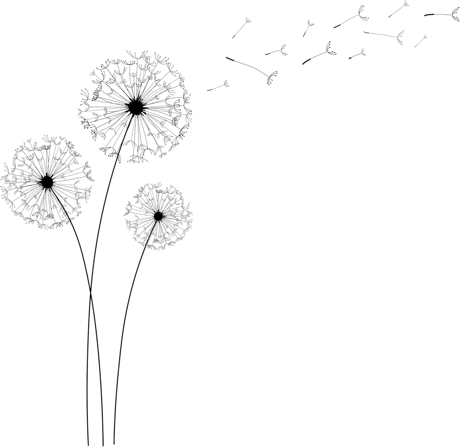 Amazon.com: Dandelion Wall Decals, Flower Stickers, Mural Decorations ...