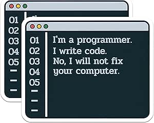 Amazon.com - (2 Pack) I'm A Programmer Stickers - Code Writer Decals ...
