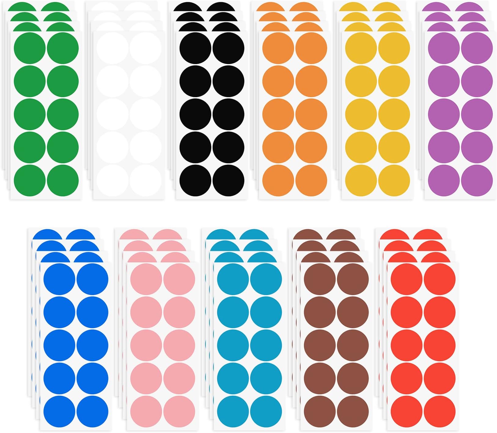 440 Pcs Coloured Round Dot Stickers, 11 Colors - Circle Label, Color ...
