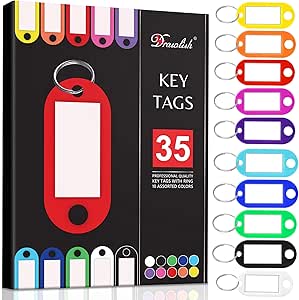 Key Tags with Labels - Pack of 35 Durable Key Fobs with Split Keyrings ...