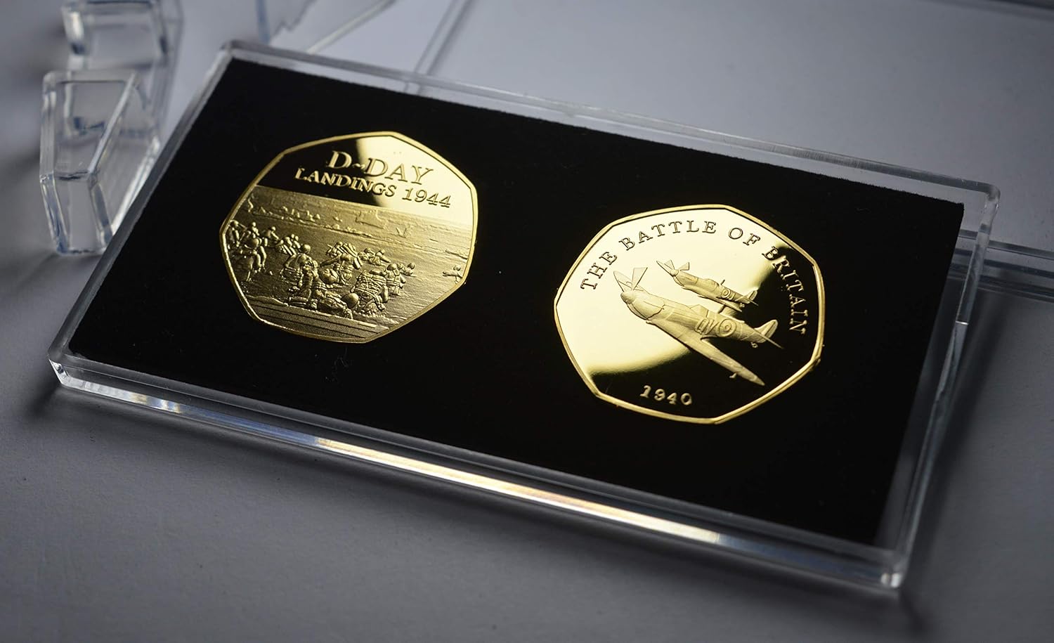 The Commemorative Coin Company Pair of WORLD WAR TWO 24ct Gold ...