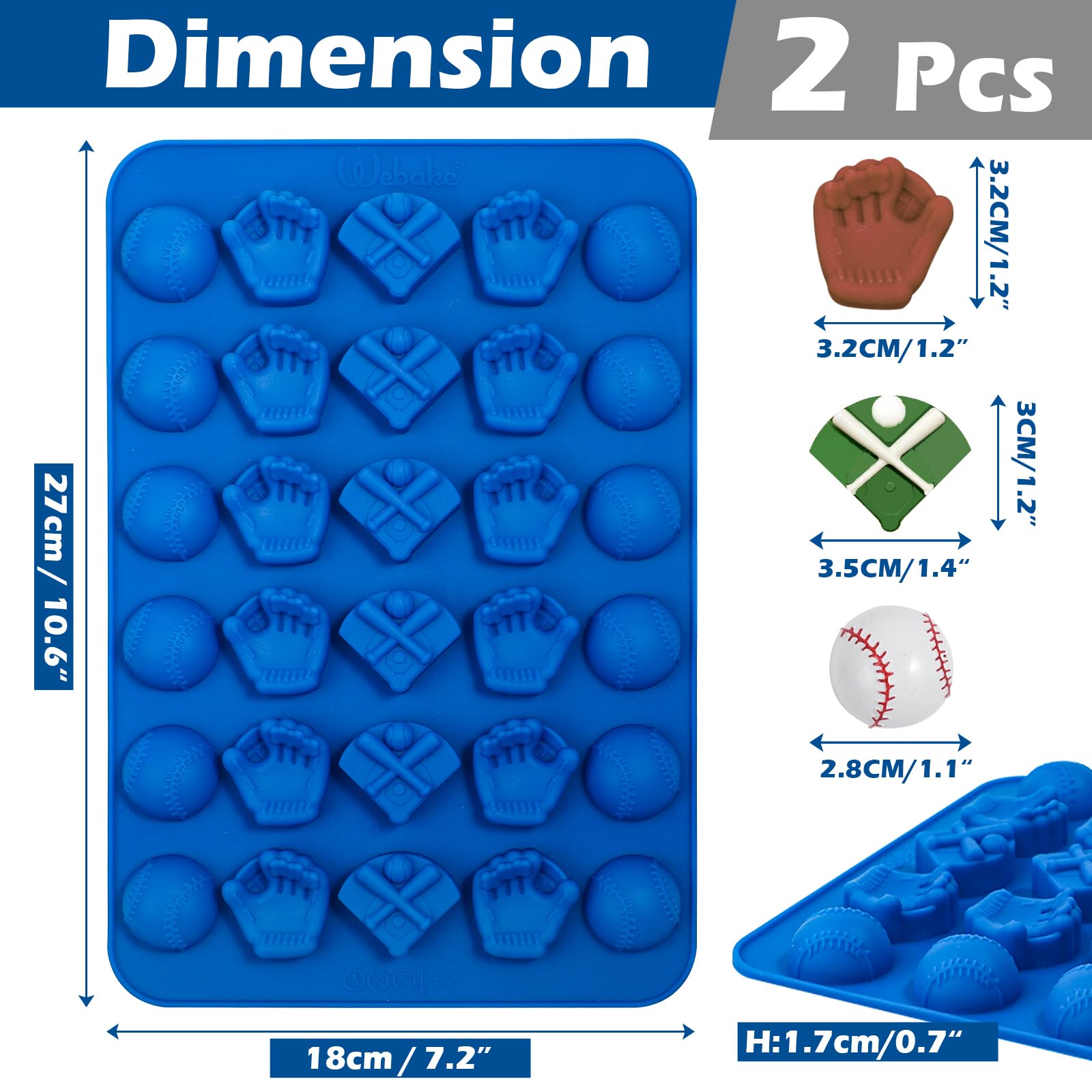 Snapklik.com : Webake Baseball Chocolate Mold Silicone Baseball Mold ...