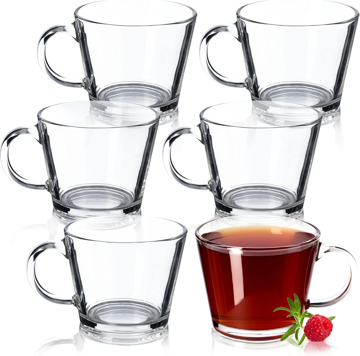 KADAX Tea glasses, Set of 6, Coffee Glasses with Handle, Transparent ...