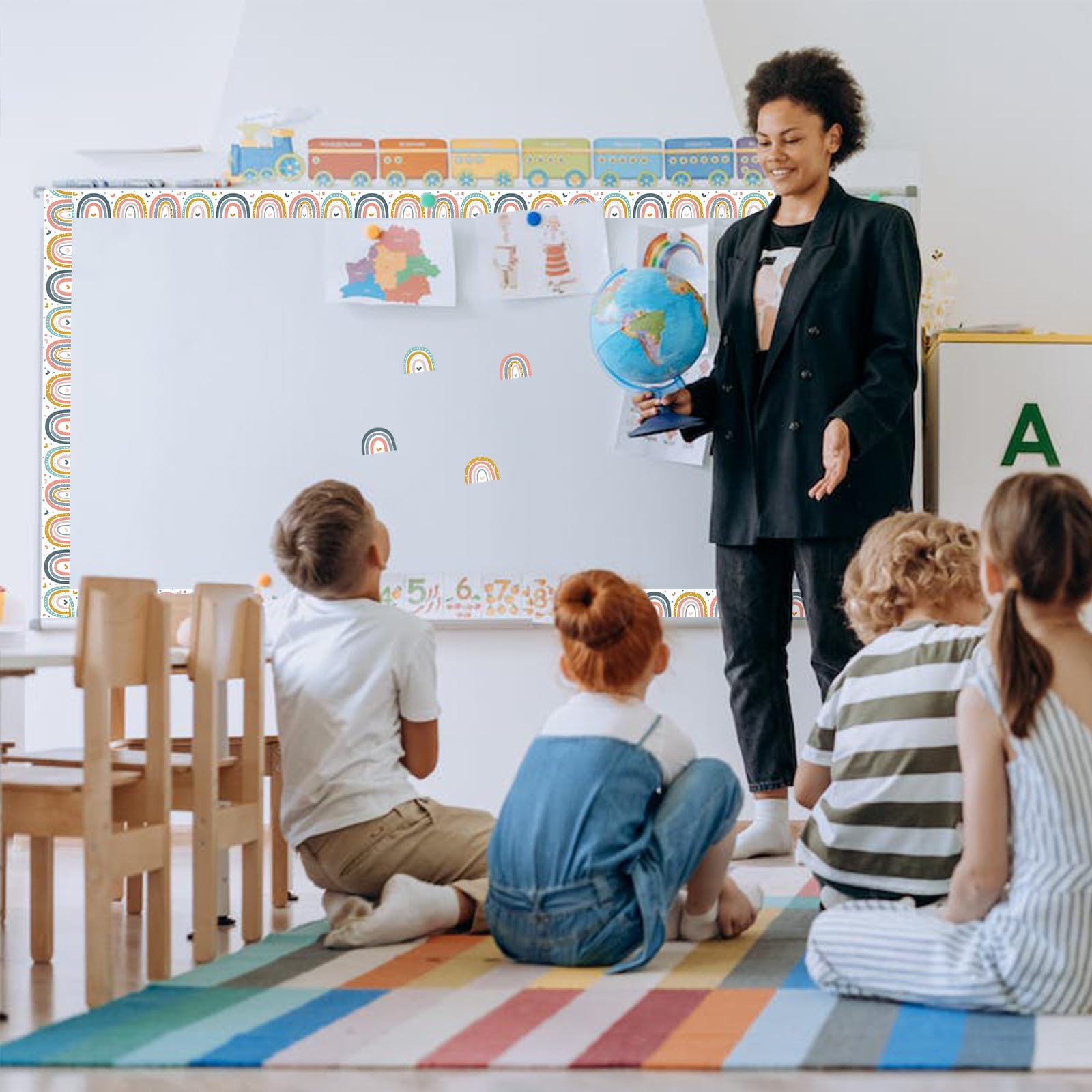 Snapklik.com : 36ft Rainbow Bulletin Board Borders Scalloped Boho ...