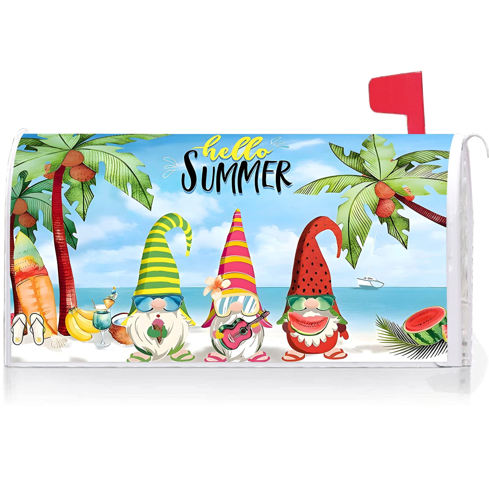 Amazon.com: Texupday Hello Summer Tropical Beach Gnomes Decoration ...