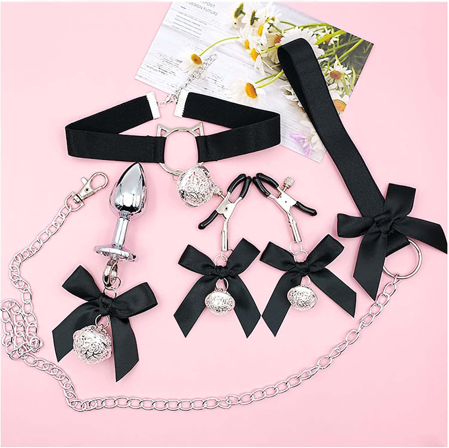 Amazon.co.jp: Orirya アナルプラグ チョーカー 乳首クリップ 首輪 人間 sm リード 鈴 制服 コスプレ セクシー 過激 かわいい レディース sm 拘束具 女性 乳首 ...