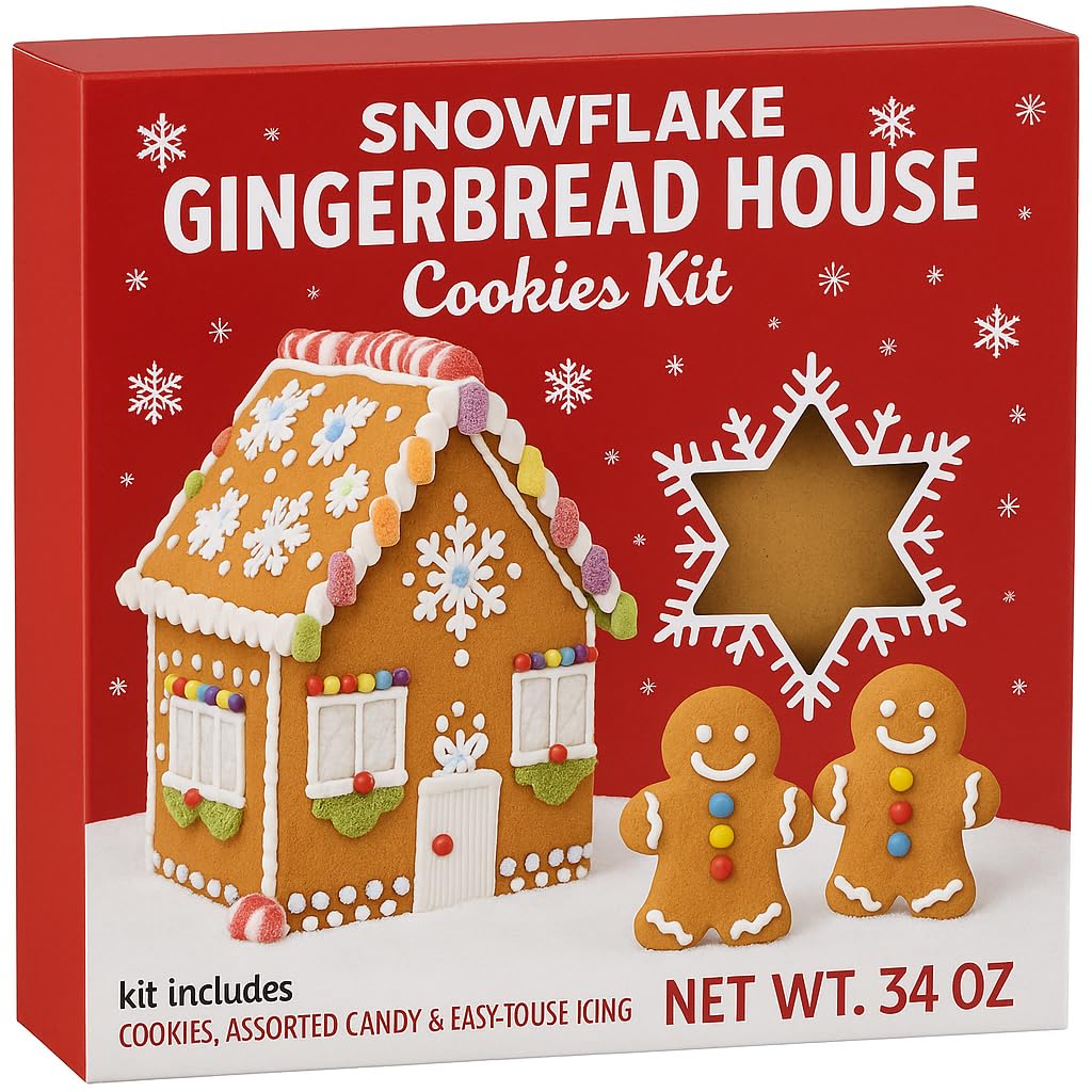 Amazon.com : Snowflake Gingerbread House Cookie Kit, Holiday Baking Set ...