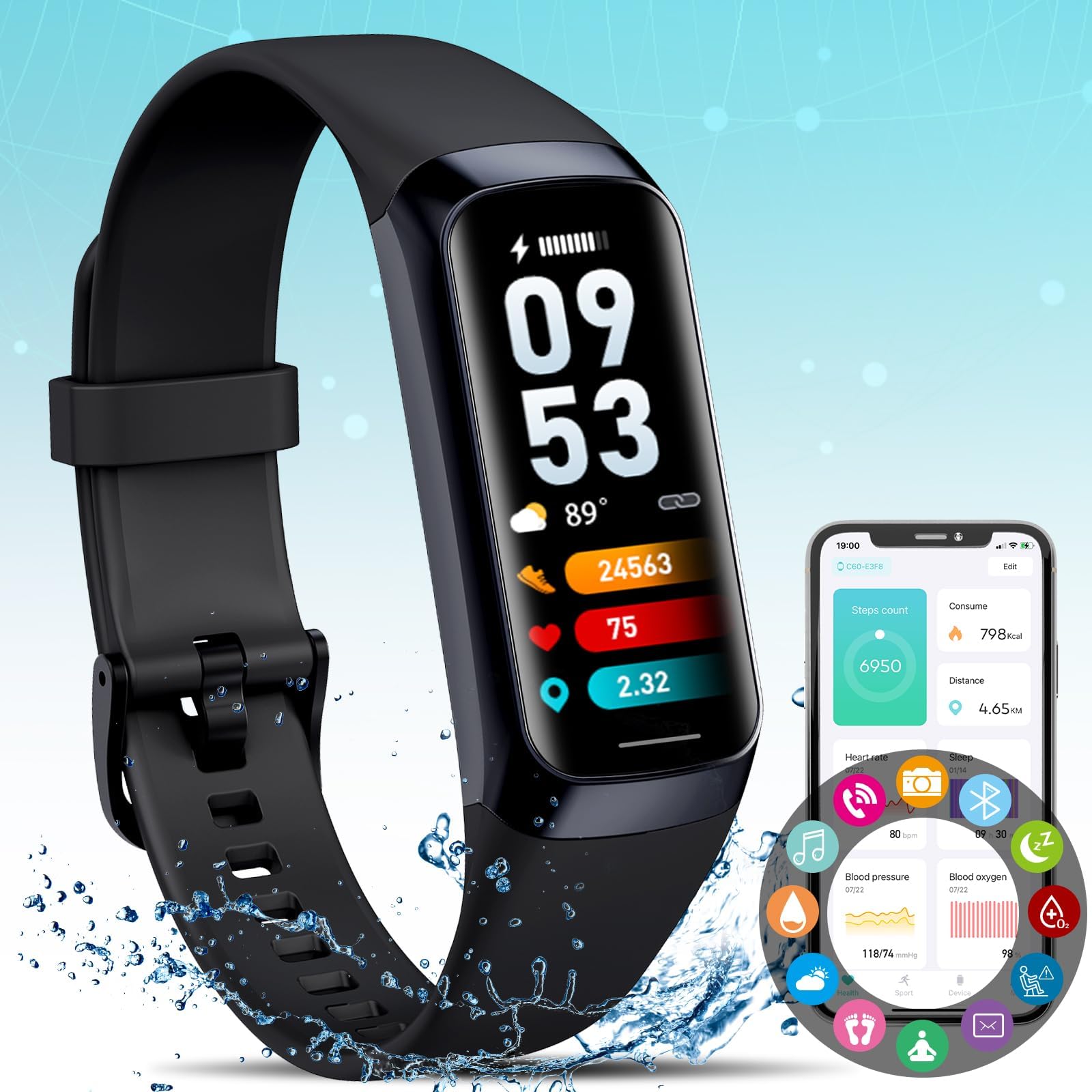 Amazon.com: TIFOZEN Fitness Tracker with 24/7 Heart Rate, Blood Oxygen ...