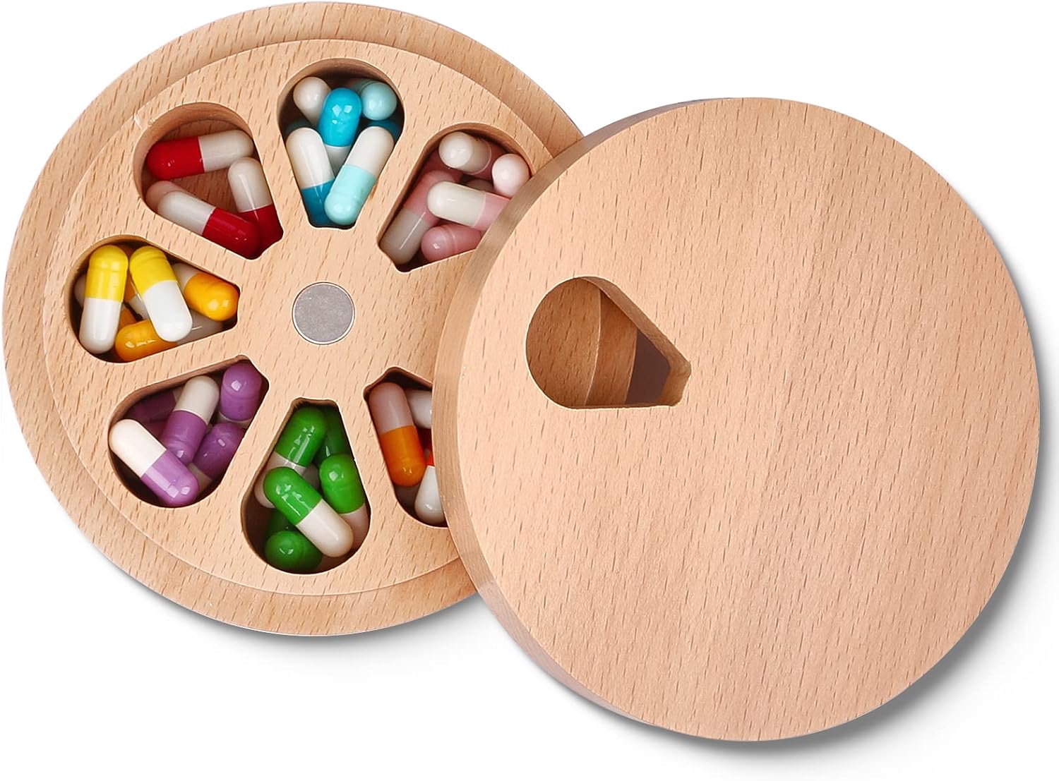 Amazon.com: Tasofure Wooden Weekly Pill Organizer 1 Time a Day ...