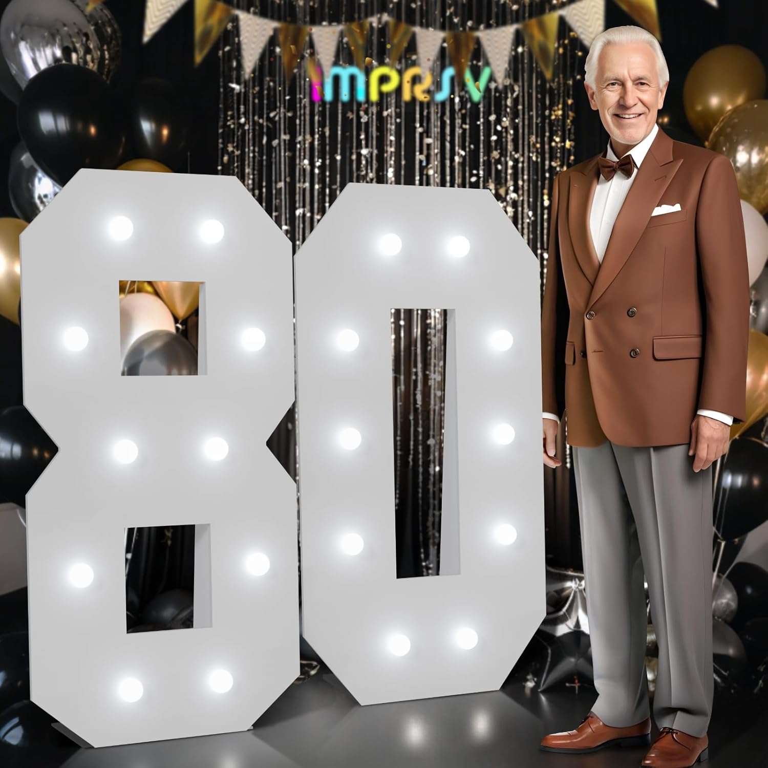 Amazon.com: imprsv Marquee Numbers 80th-Birthday Decorations: Large 4ft ...