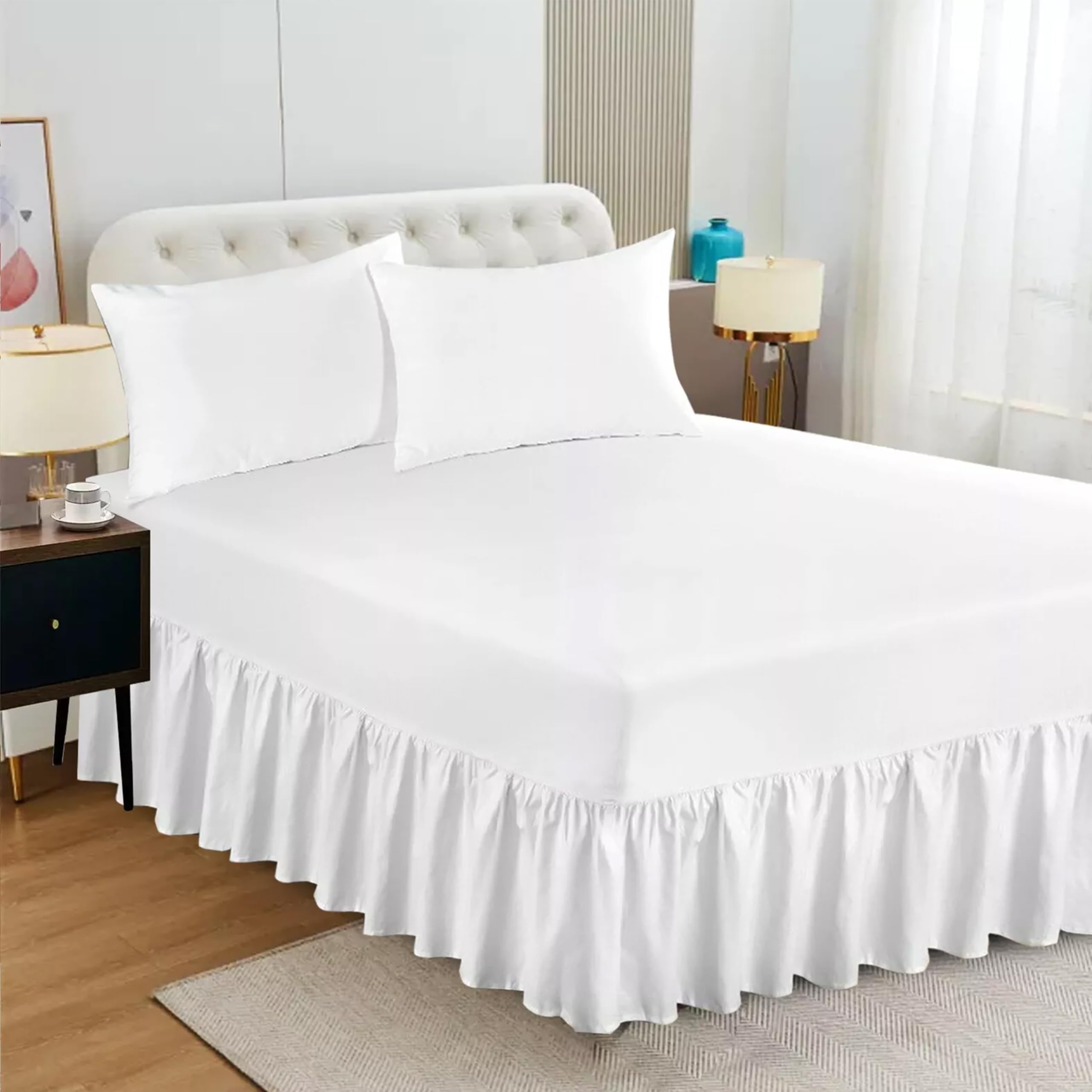200 Thread Count Cotton Pleated Fitted Valance Sheet - Single - White ...