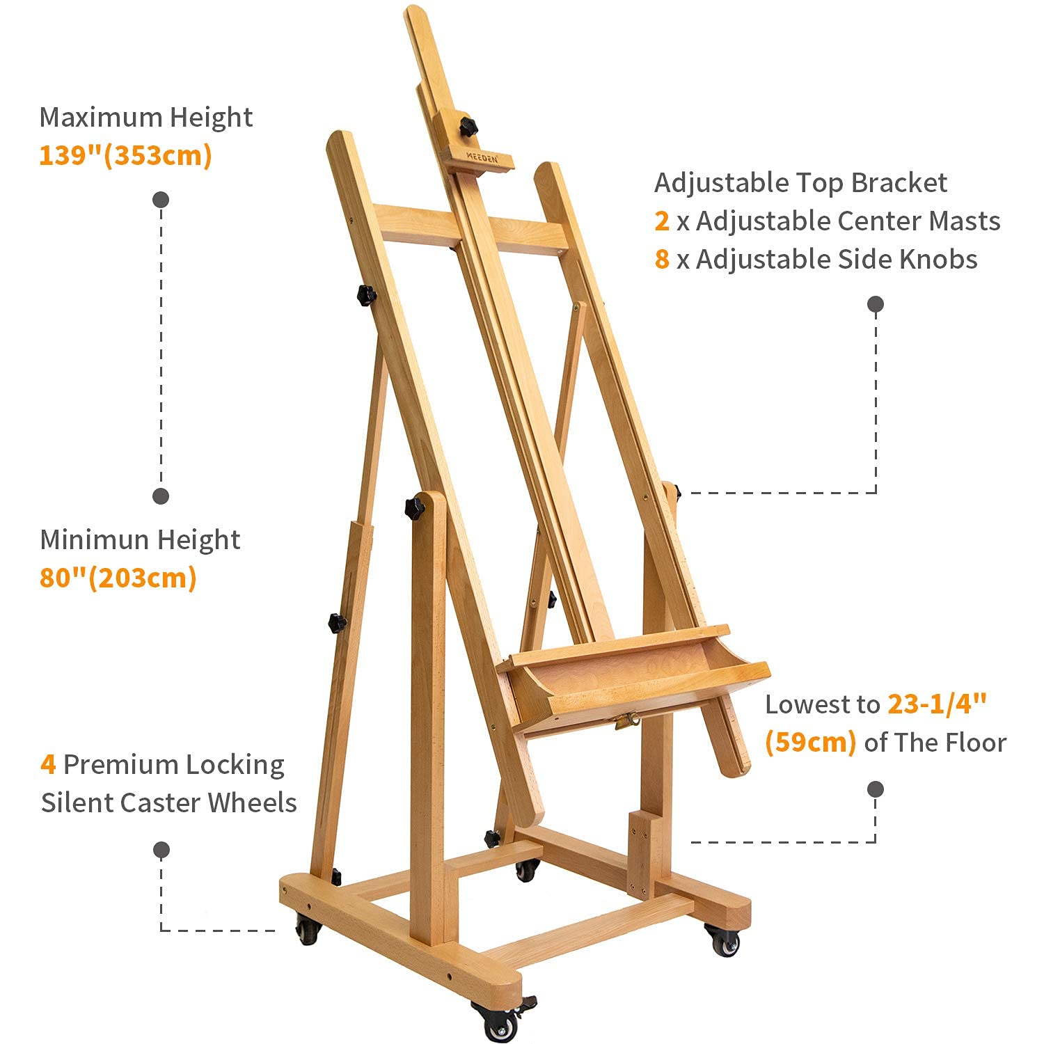 MEEDEN Extra Large Heavy-Duty H-Frame Studio Easel - Versatile Solid ...