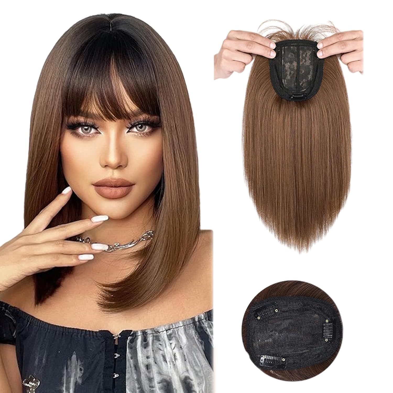 Amazon.com : WDLBGWXJ Hair Toppers for Women Adding Volume - Synthetic ...
