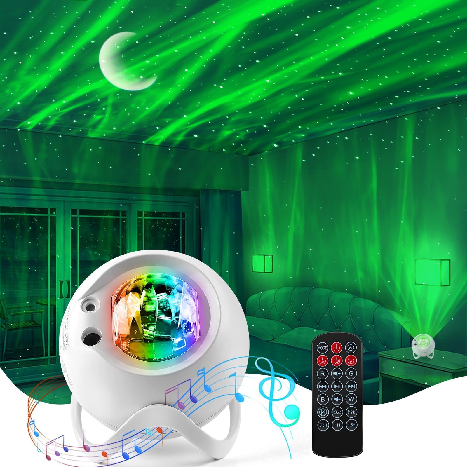 Aurora Northern Lights Galaxy Projector: 60+ Light Effects White Noise ...