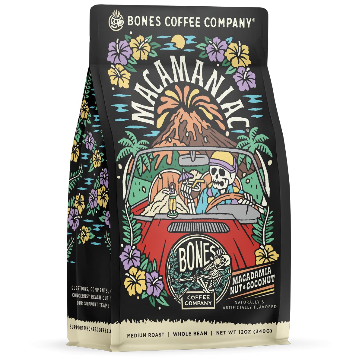 Bones Coffee Company – Café en granos enteros Macamaniac, 12onzas de ...