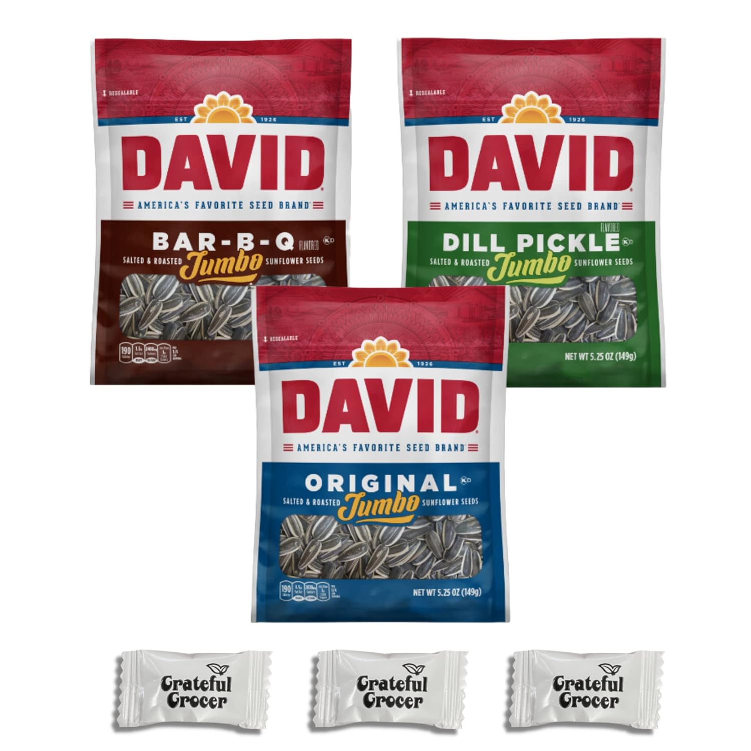 Amazon.com : David Sunflower Seeds Variety Pack - Flavored Sunflower ...