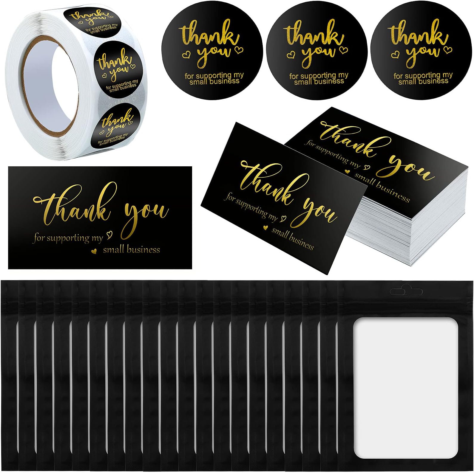 Amazon.com : 620 Pieces Thank Cards and Stickers Set Thank Gold Foil ...