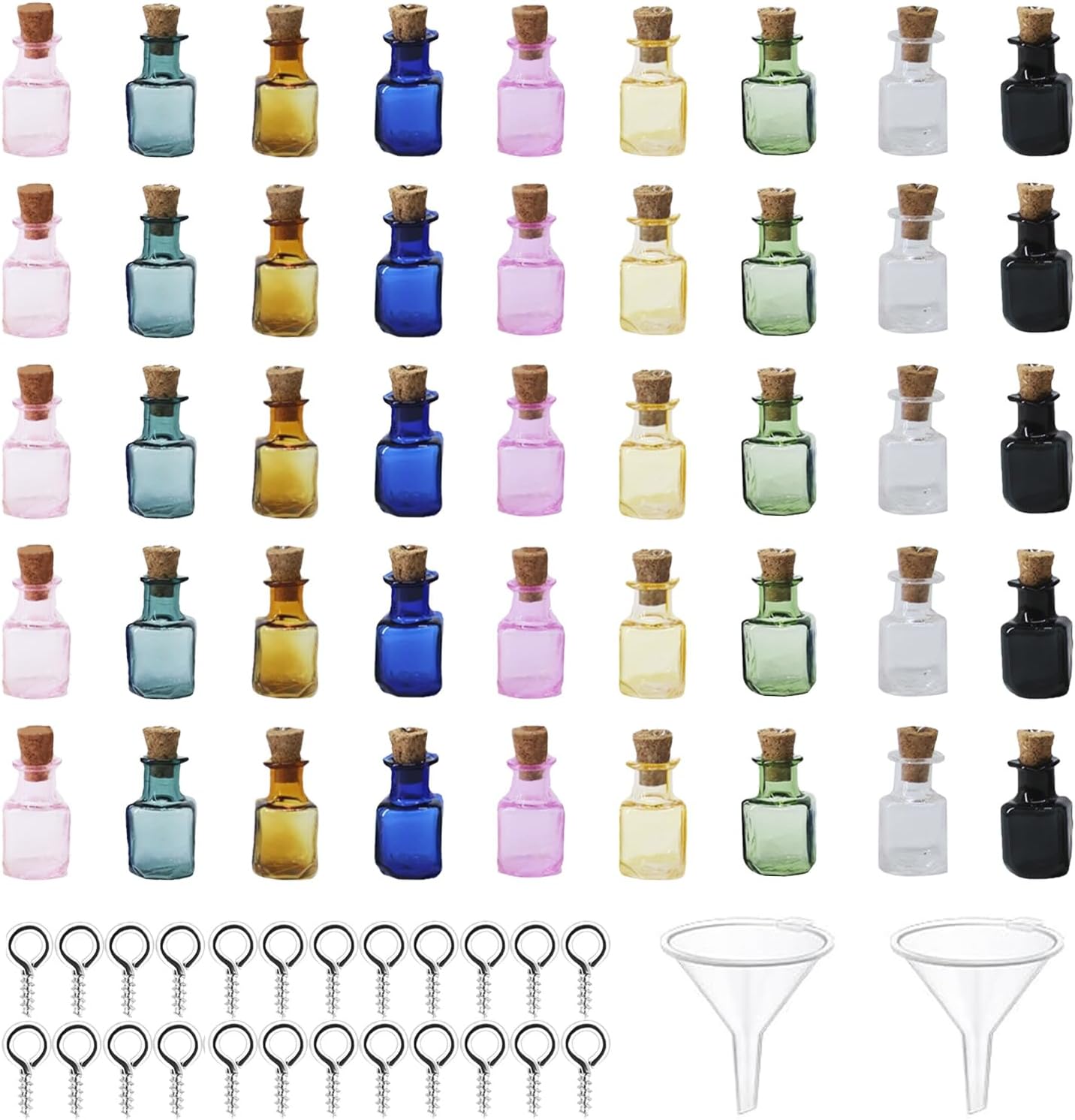 Amazon.com: Jarvials Mini Glass Color Bottles Rectangle Cute Bottles ...