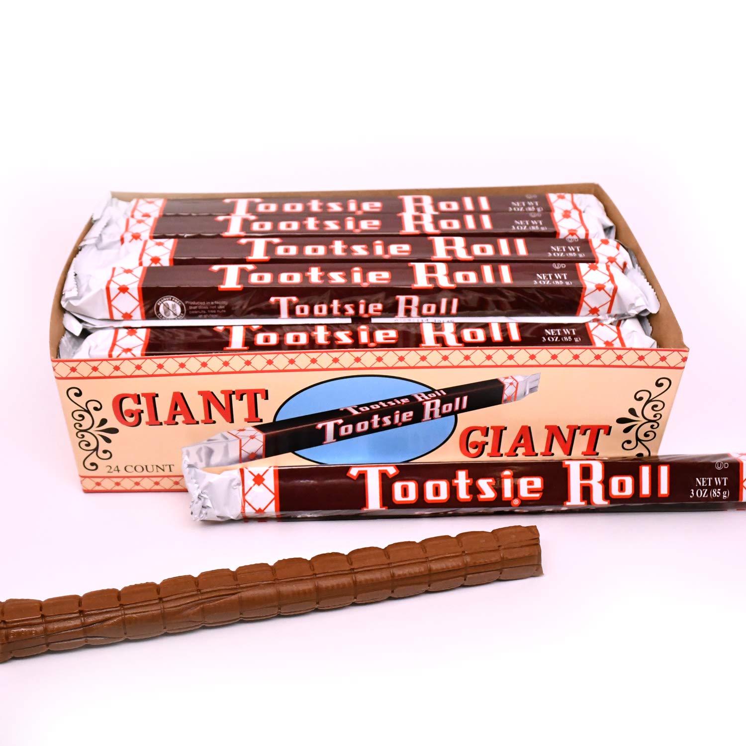 Amazon.com : Tootsie Rolls Giant Classic 3.0 oz. Roll, Nostalgic Candy ...