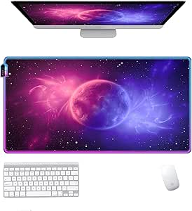 Amazon.com: Mouse Pads Purple Blue Starry Planet Large Mouse Pad Color ...